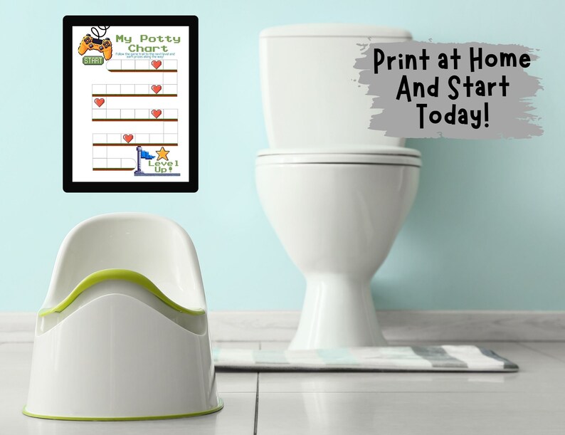 Gamer Potty Training Reward Chart for Toddler, Printable Toilet Routine ...