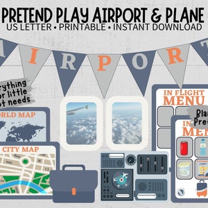 Pretend Play Airport Printable Bundle, Airplane Travel Dramatic Play ...