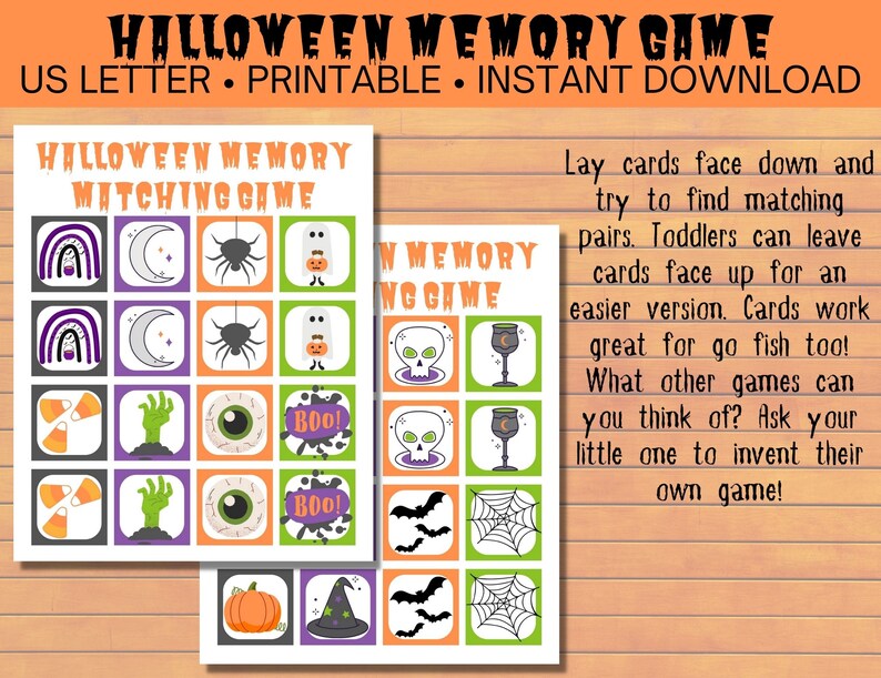 Halloween Memory Matching Card Game Halloween Go Fish - Etsy
