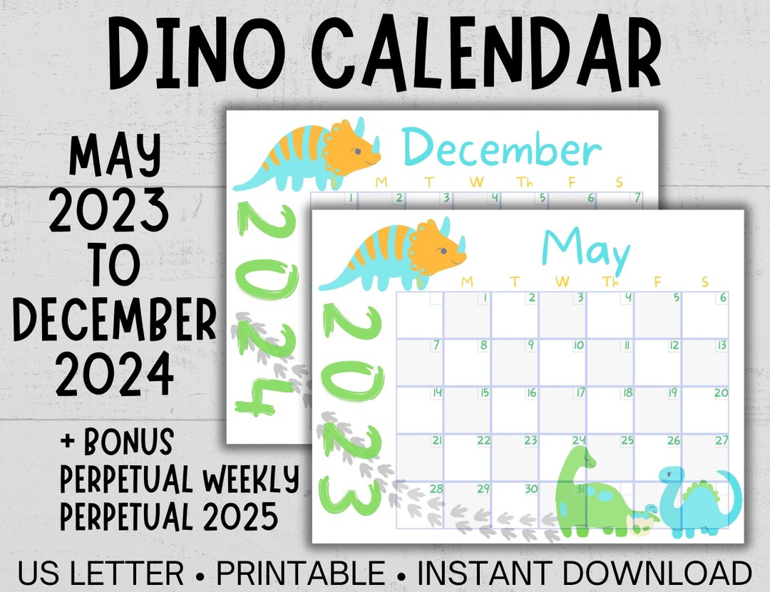 Calendario de dinosaurios imprimible mayo de 2023 a diciembre - Etsy México
