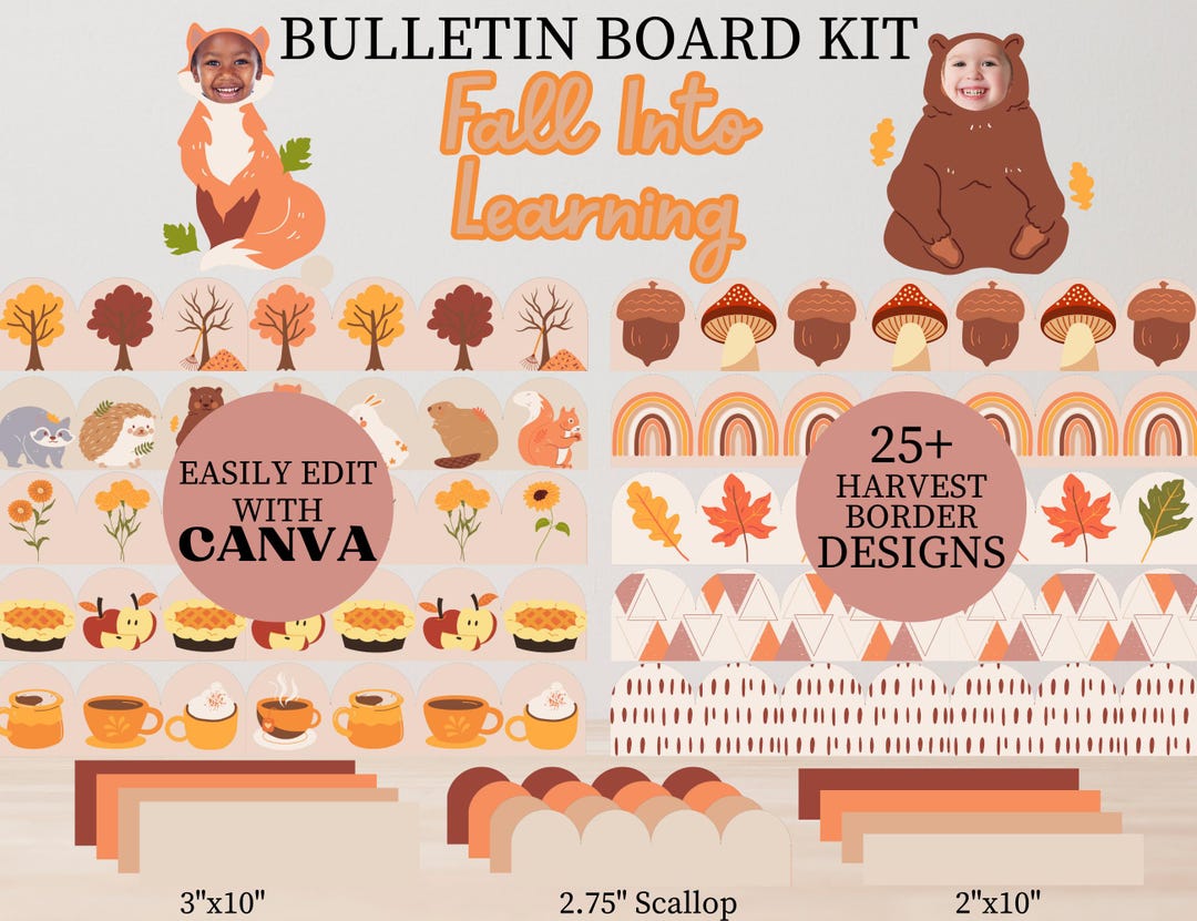 Harvest Bulletin Board Kit, Editable Classroom Bulletin Board Border ...
