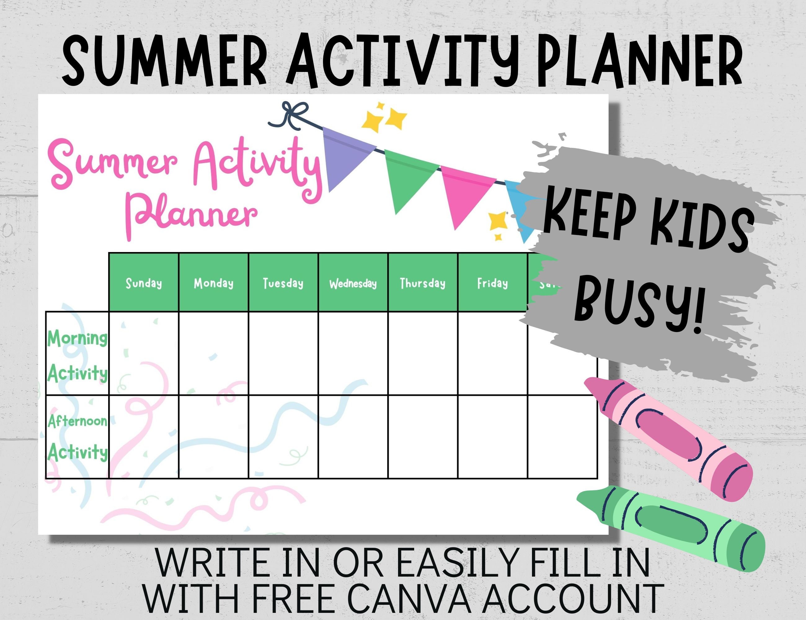 Editable Kids' Printable Bundle Summer Activities, Trackers, Tags and ...