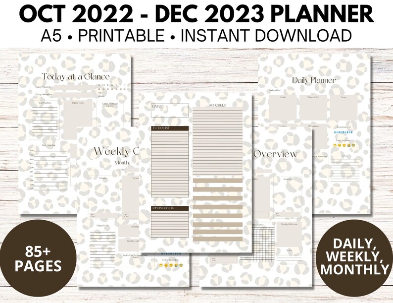 Printable Leopard Print A5 Planner Instant Download Monthly - Etsy