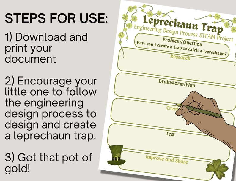 Printable St Patrick's Day STEAM Activity, Use Engineering Design ...