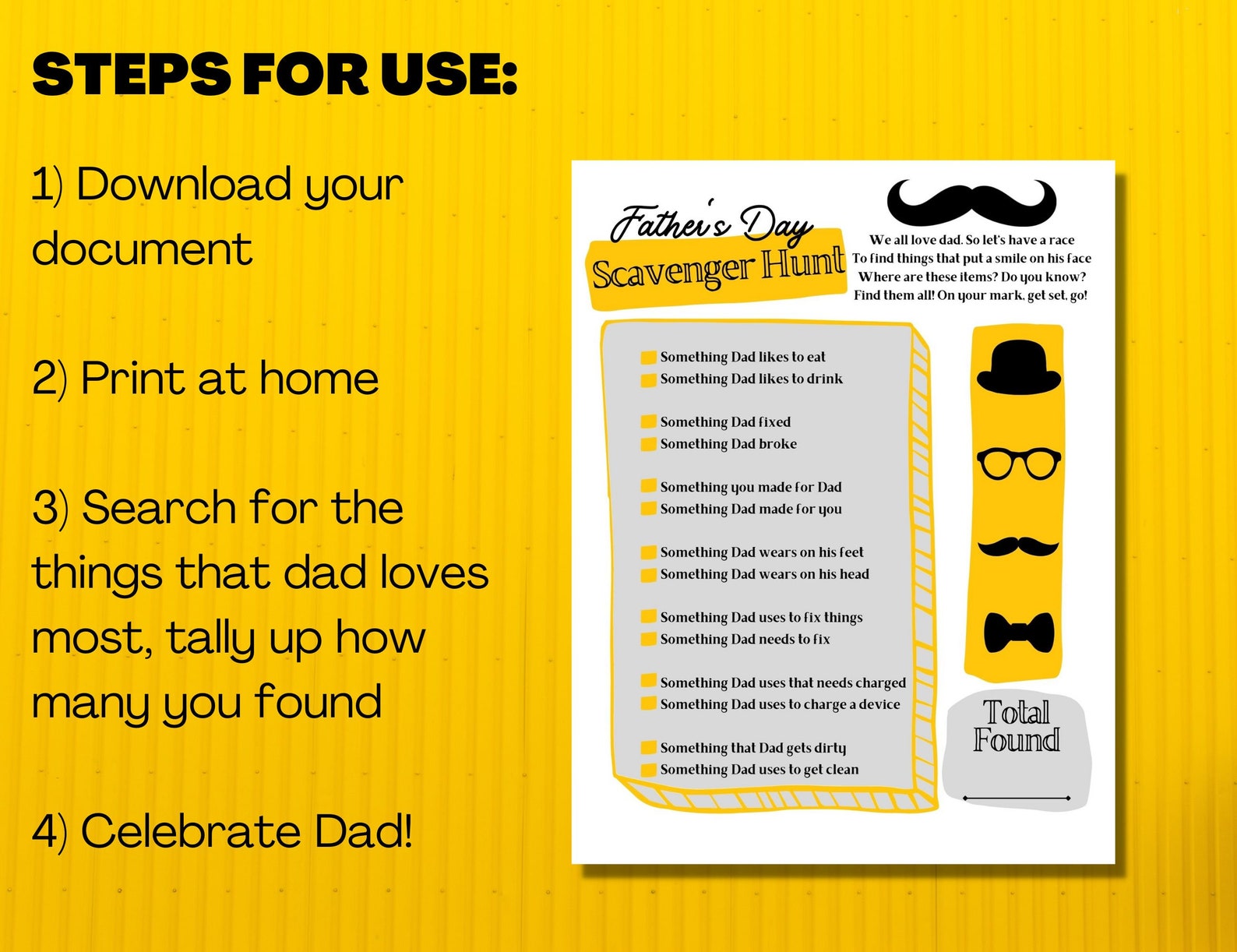 Father's Day Printable Scavenger Hunt Fun Competitive | Etsy