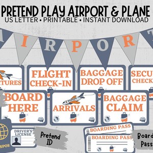 Pretend Play Airport Printable Bundle, Airplane Travel Dramatic Play ...