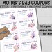 Mother's Day Coupon Book, Printable DIY Gift for Her, Coupons for Mom ...