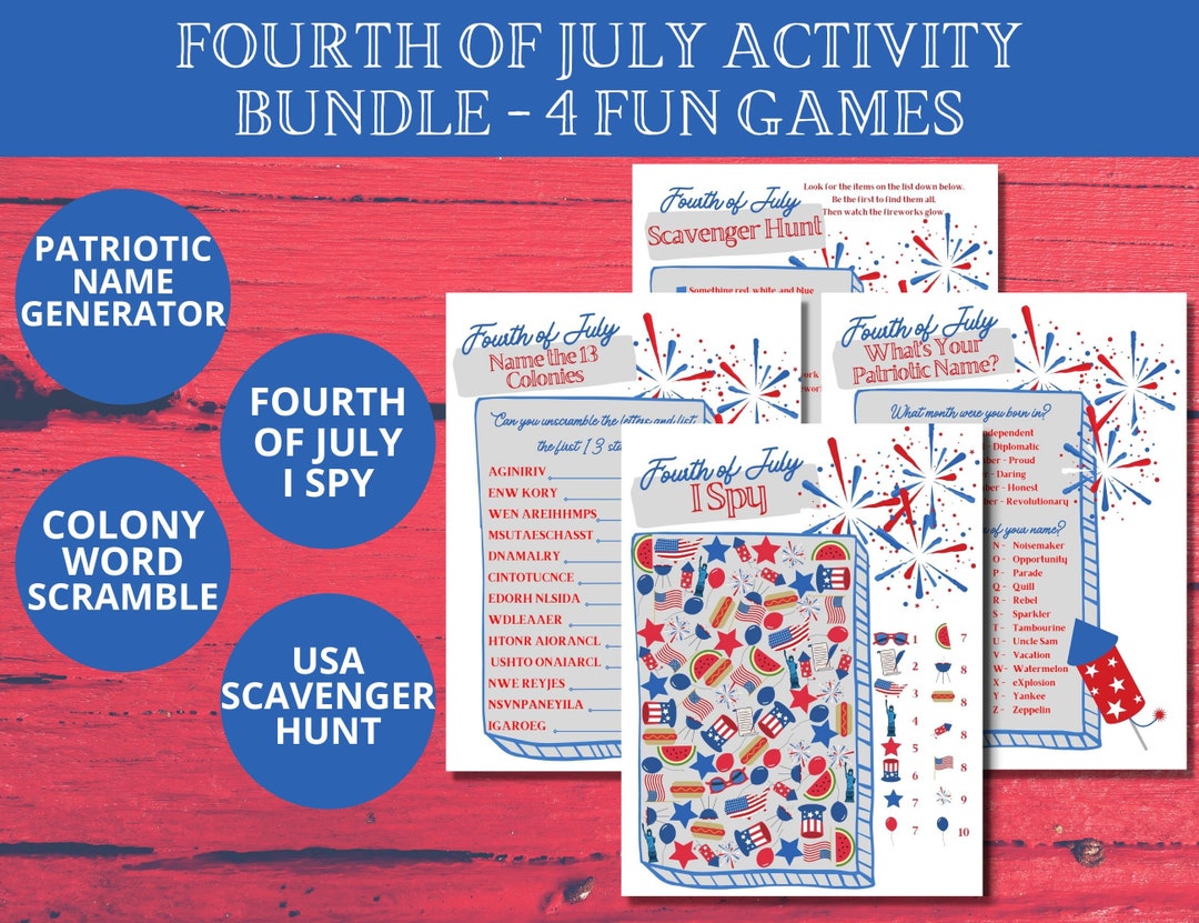 Fourth of July Activity Bundle, Independence Day Games, Patriotic ...