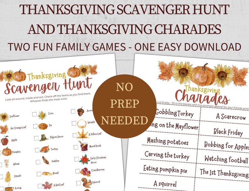 Printable Thanksgiving Game Bundle, Thanksgiving Charades Game ...