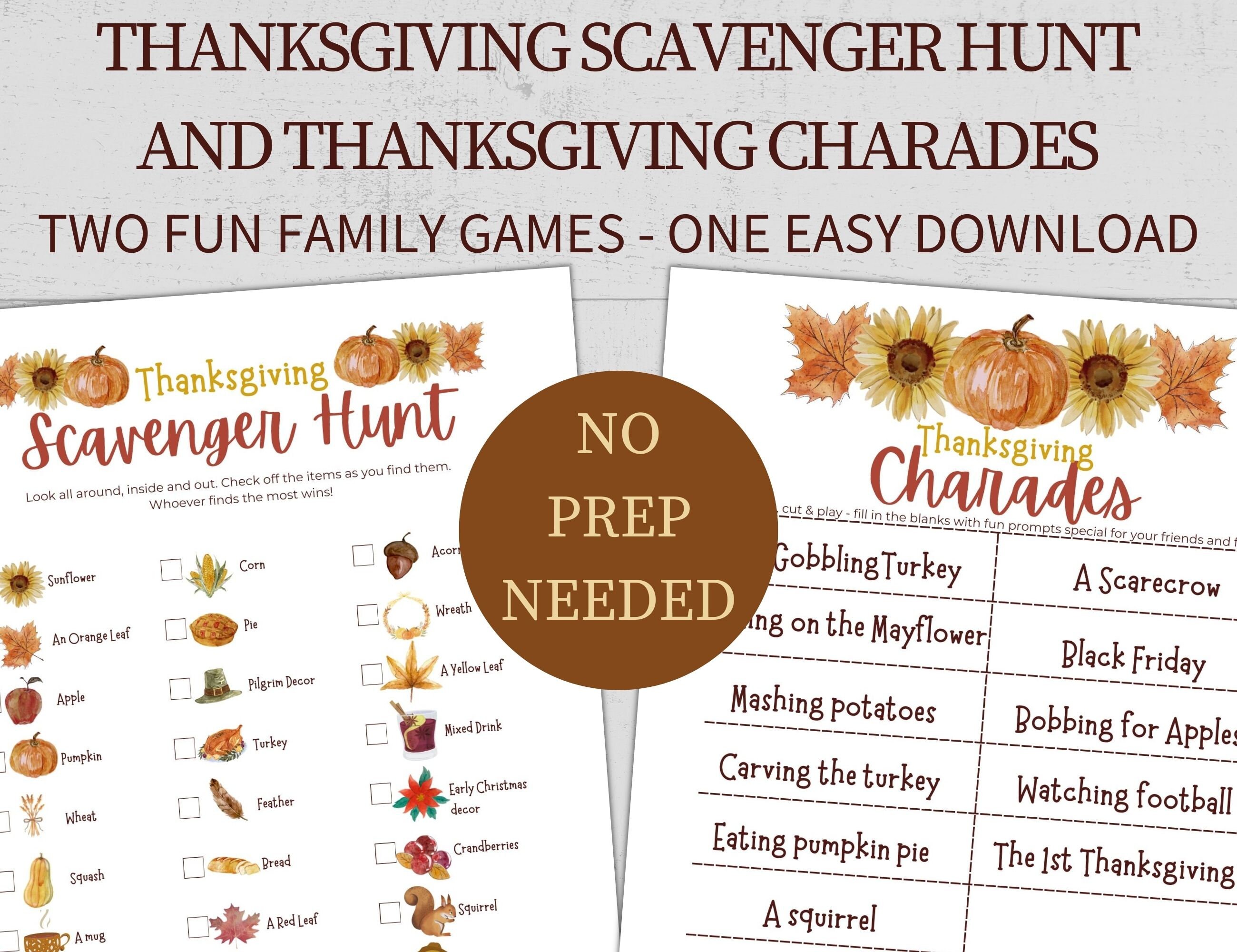 Printable Thanksgiving Game Bundle, Thanksgiving Charades Game ...