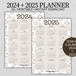Printable Leopard Print A5 Planner, Instant Download Monthly Calendar ...
