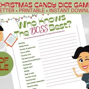Printable Christmas Office Party Game Who Knows the Boss Best - Etsy