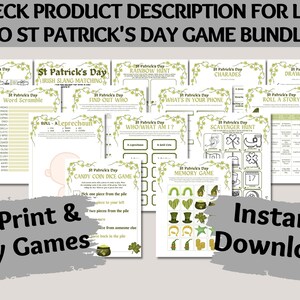 Printable St Patrick's Day Memory Matching Card Game, St Patty's Day ...