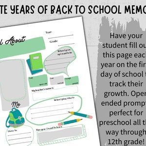 Printable First Day of School Sign, All About Me Instant Download - Etsy