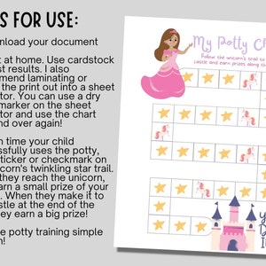 Princess Unicorn Potty Training Reward Chart for Toddler, Printable ...