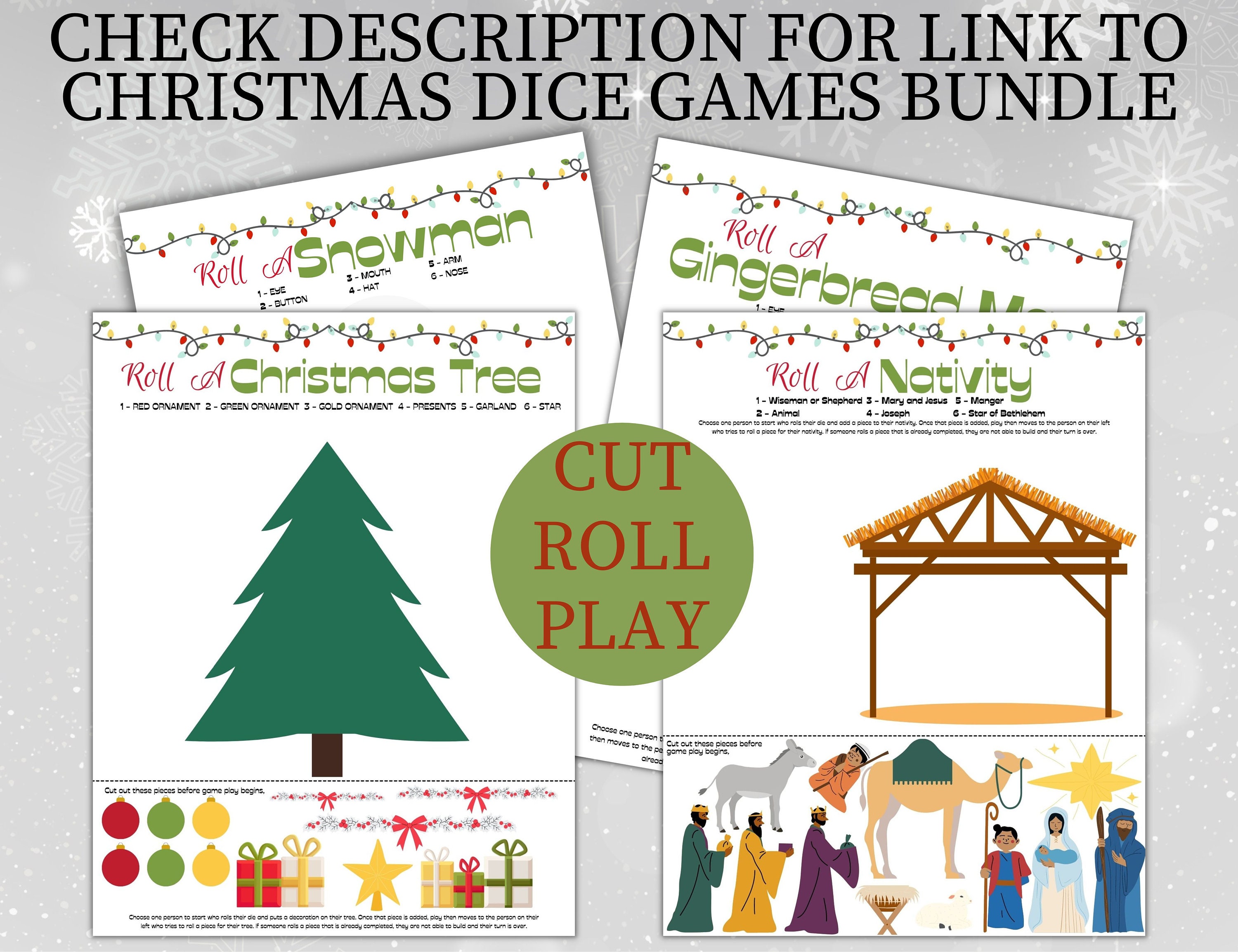 Printable Christmas Dice Game, Roll A Christmas Tree Holiday Activity ...