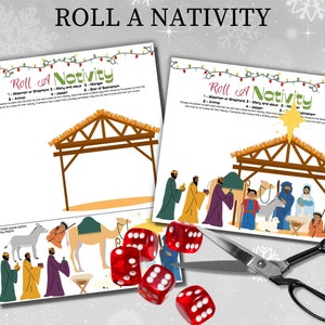 Christmas Dice Game Bundle, Roll A Snowman, Roll A Nativity, Roll A ...