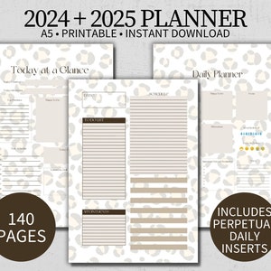 Printable Leopard Print A5 Planner, Instant Download Monthly Calendar ...