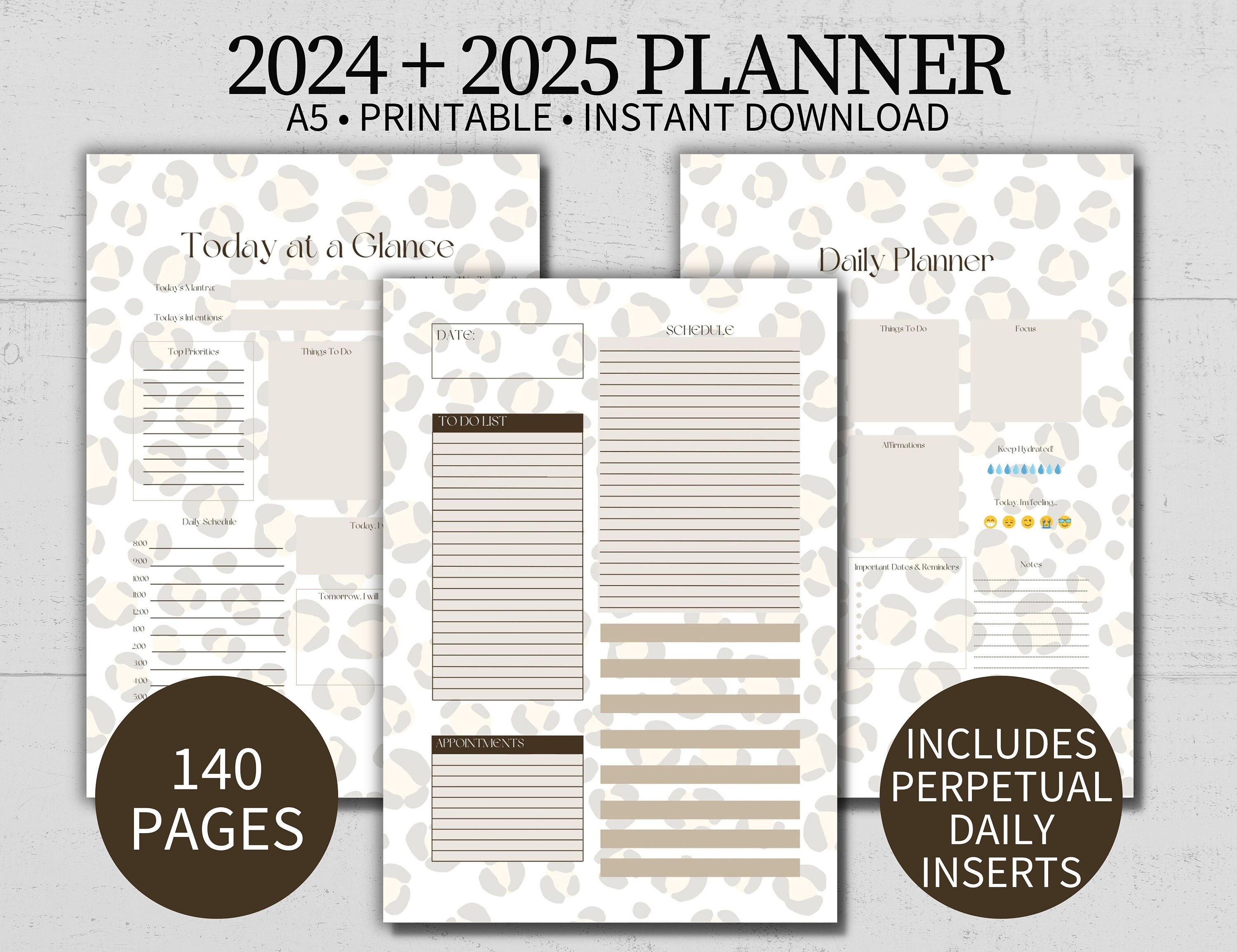 Printable Leopard Print A5 Planner, Instant Download Monthly Calendar ...