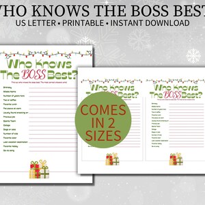 Printable Christmas Office Party Game, Who Knows the Boss Best Activity ...