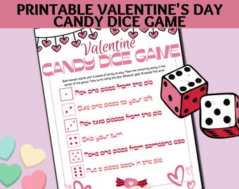 Valentine's Day Candy Dice Game Printable Game - Etsy