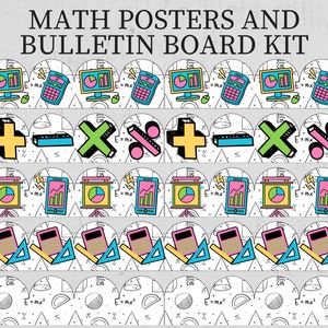 Math Classroom Bulletin Board Border Kit, Printable Retro Math ...
