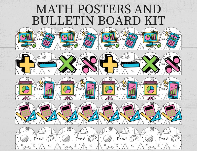 Math Classroom Bulletin Board Border Kit, Printable Retro Math ...