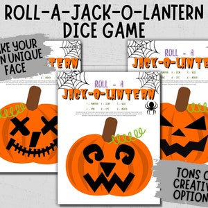 Printable Halloween Roll A Jack-o-lantern Dice Game, Roll A Pumpkin ...