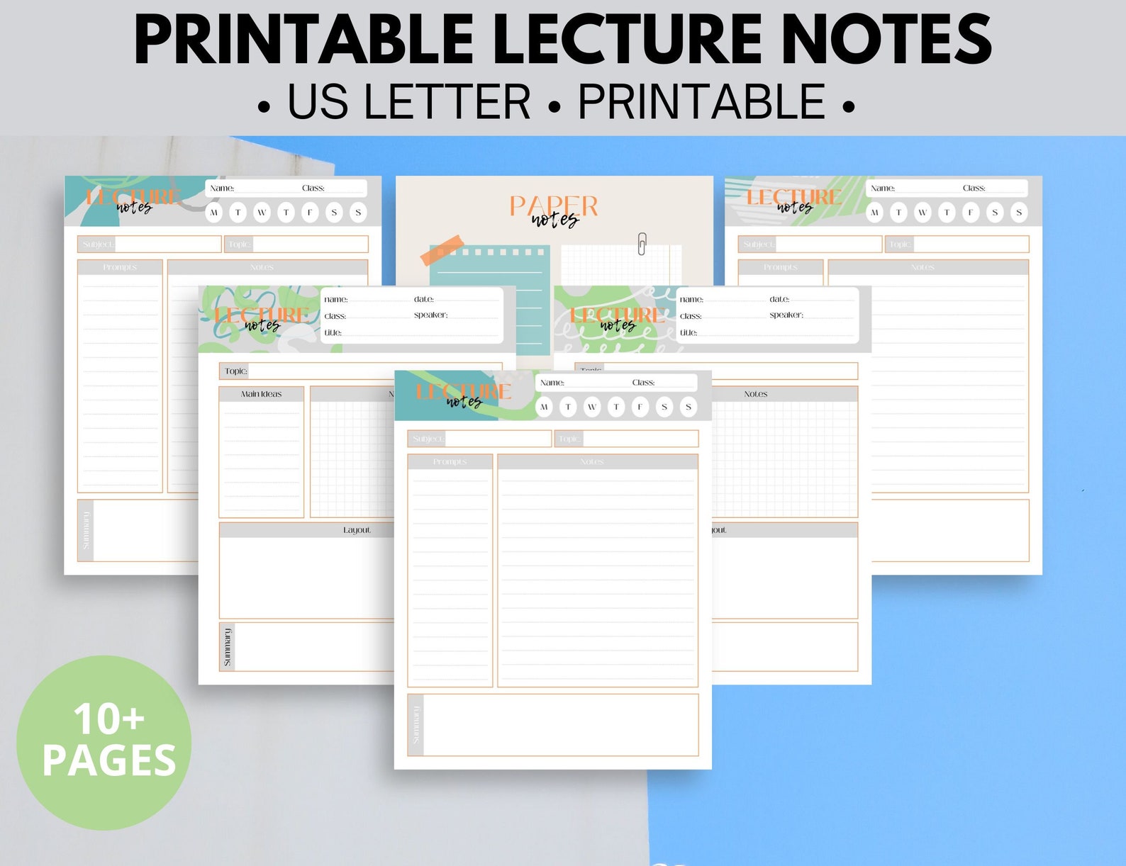 Printable Class Notes, Lecture Notes, Study Planner, Goodnotes Template ...