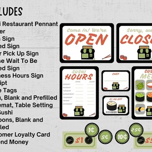 Pretend Play Sushi Restaurant Printable Bundle, Kitchen Dramatic Play ...