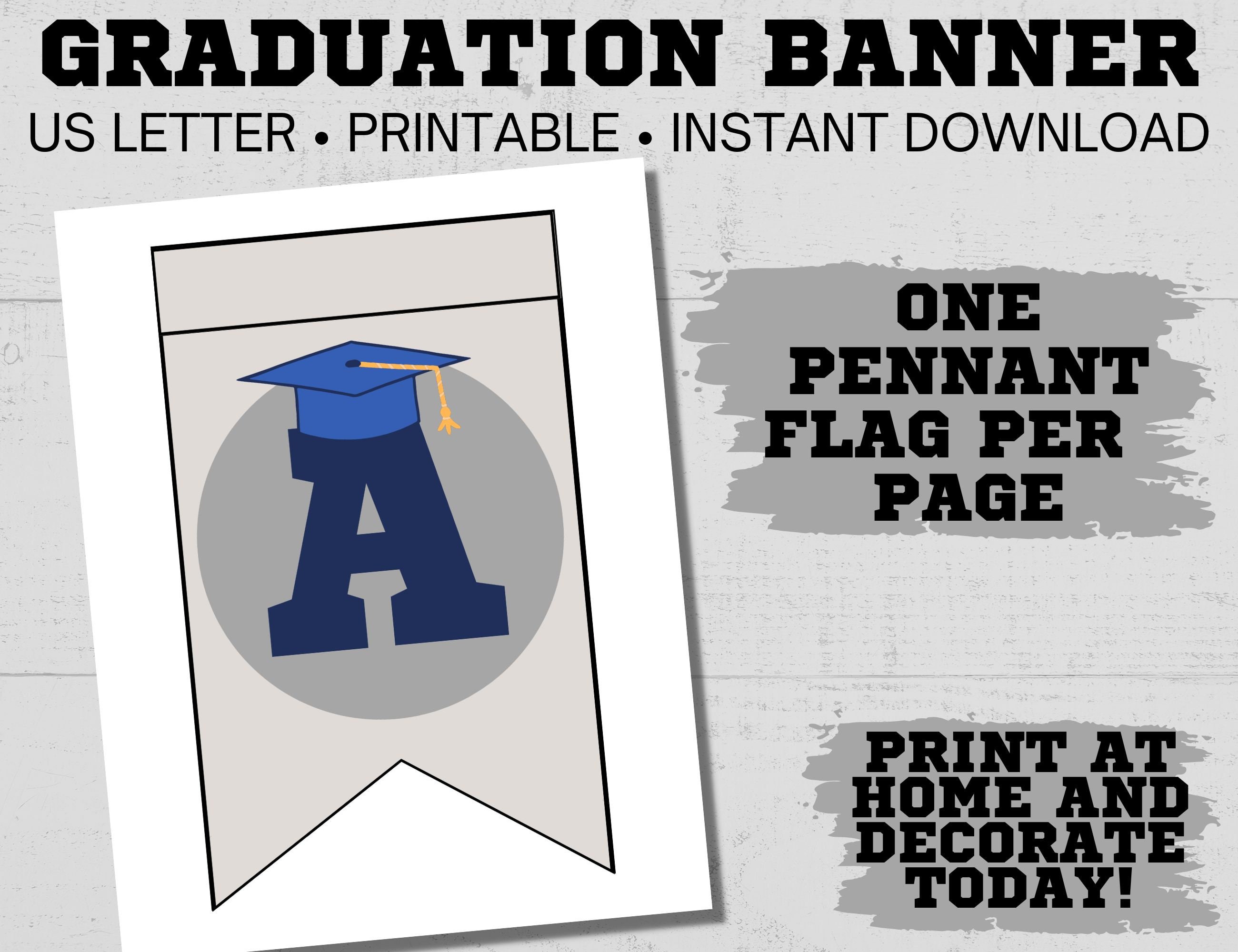 Printable Graduation Banner, Congratulations Class of 2024 Pennant ...