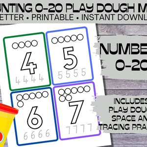 Printable Counting 0-20 Play Dough Mats Dry Erase Number - Etsy