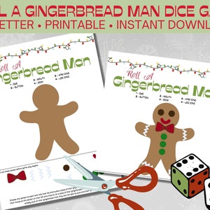 Printable Christmas Dice Game Roll A Gingerbread Holiday - Etsy