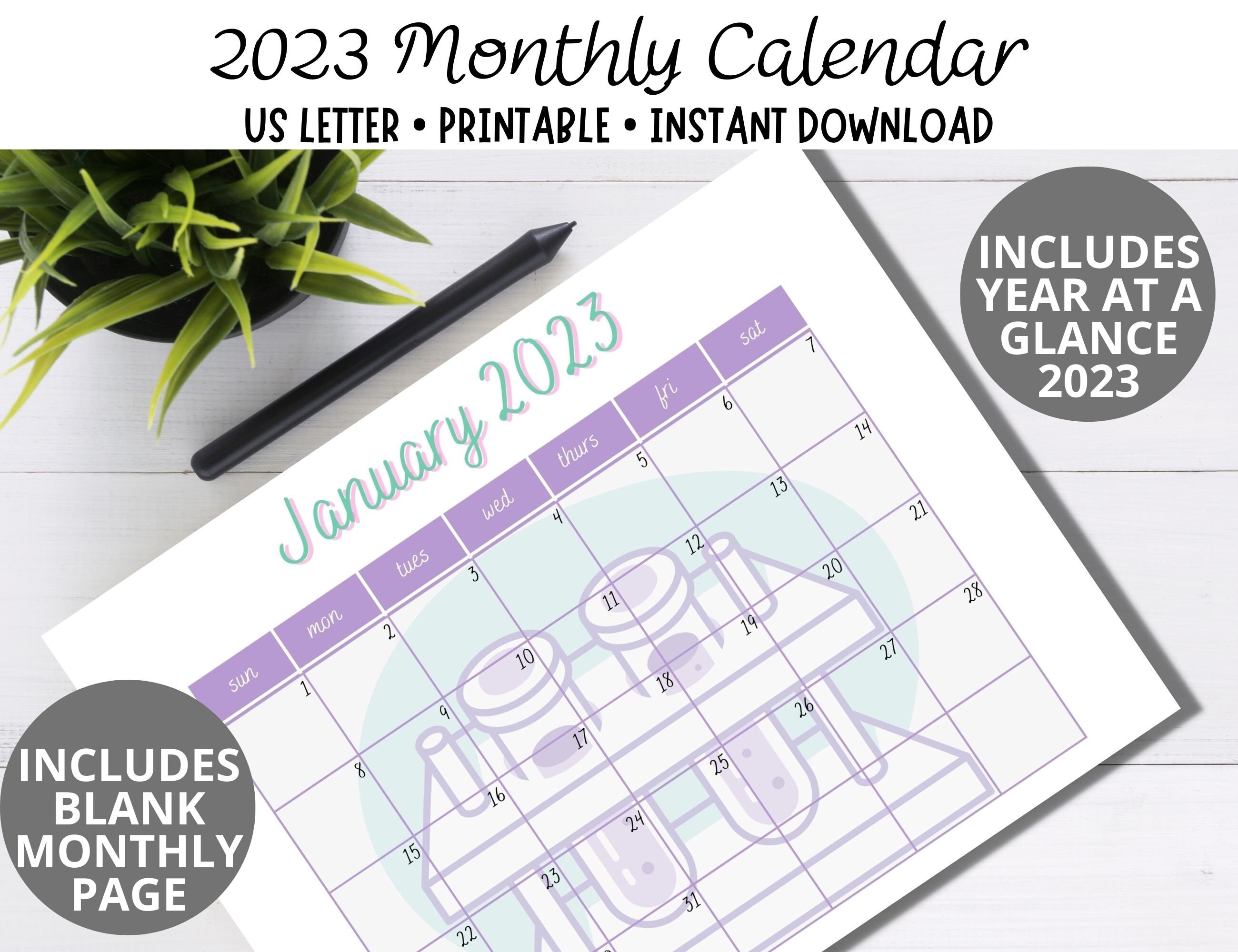 Printable 2023 Monthly Calendar for Science Lovers, STEM Chemistry ...