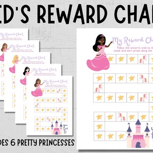 Princess & Unicorn Reward Chart for Kids, Printable Responsibility and ...