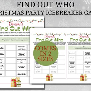 Find Out Who Christmas Party Icebreaker Game, Printable Last Minute ...