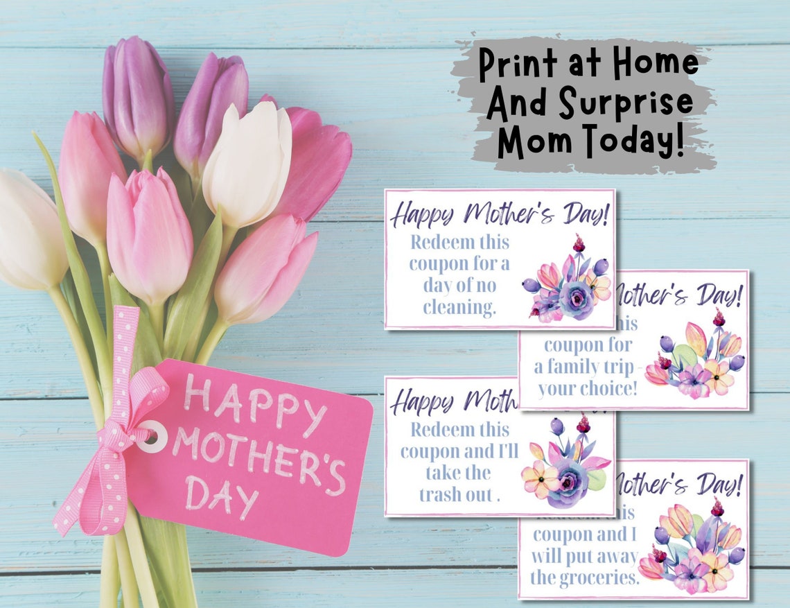 Mother's Day Coupon Book, Printable DIY Gift for Her, Coupons for Mom ...