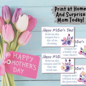 Mother's Day Coupon Book, Printable DIY Gift for Her, Coupons for Mom ...