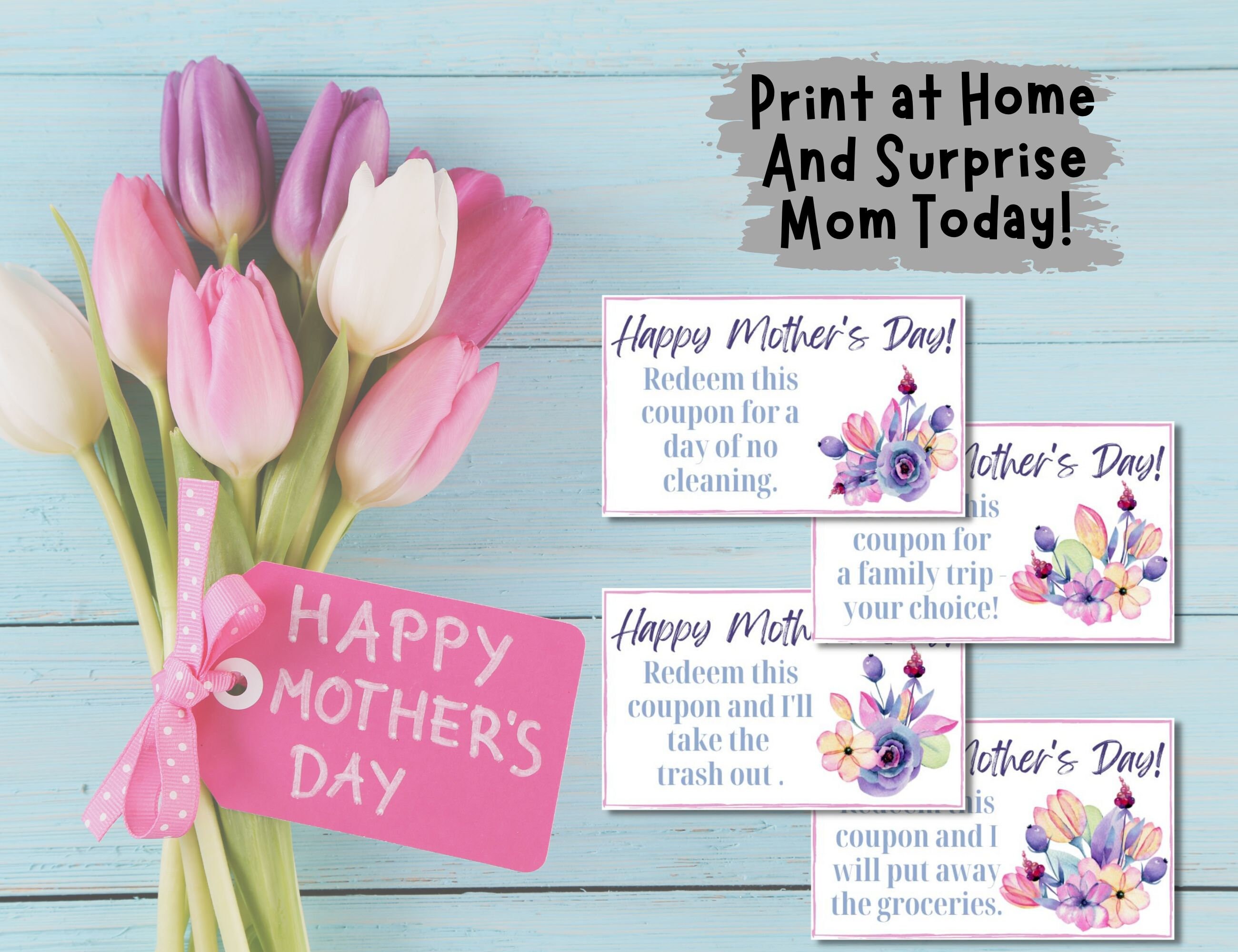 Mother's Day Coupon Book, Printable DIY Gift for Her, Coupons for Mom ...