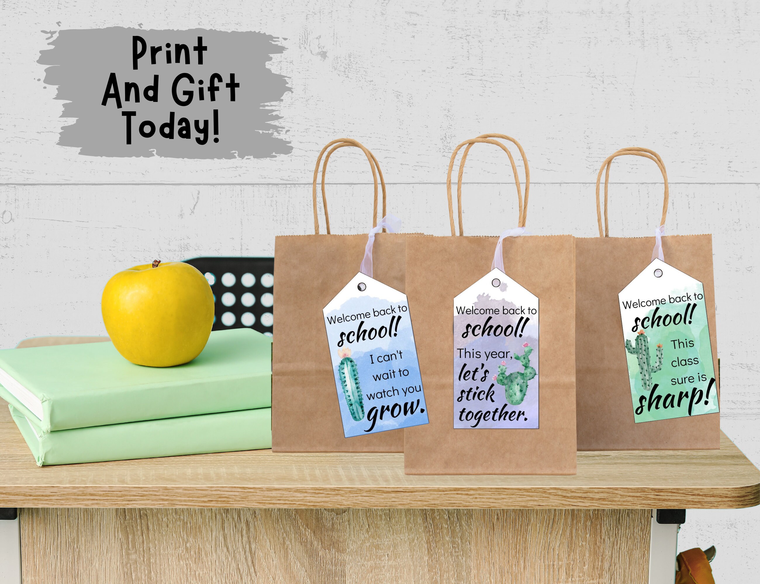 Cactus Succulent Back to School Gift Tags, Bookmark to Start the School ...
