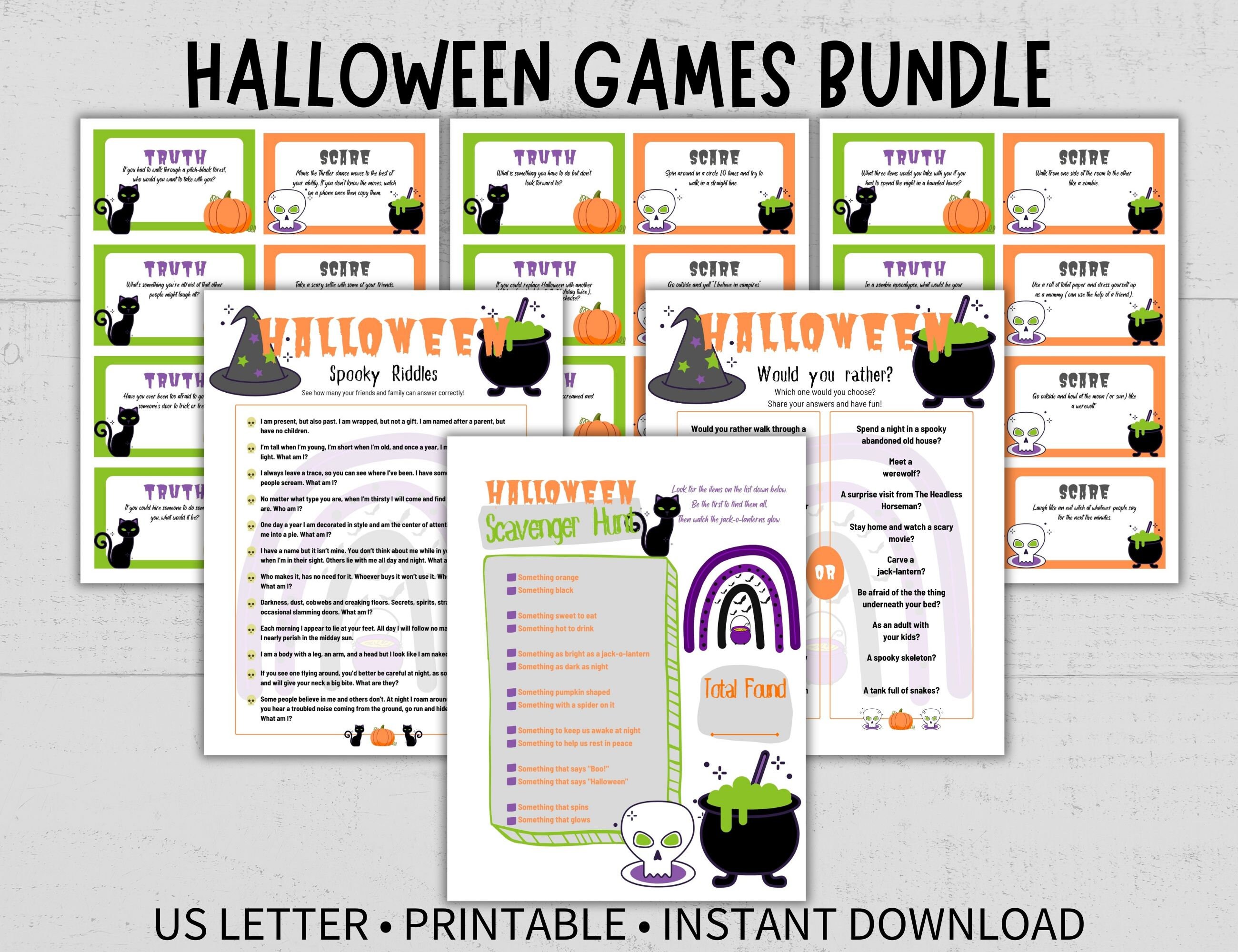 Halloween Games and Activities Bundle, Halloween Scavenger Hunt, Truth ...