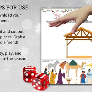Printable Roll A Nativity Christmas Dice Game, Religious Christmas Kids ...