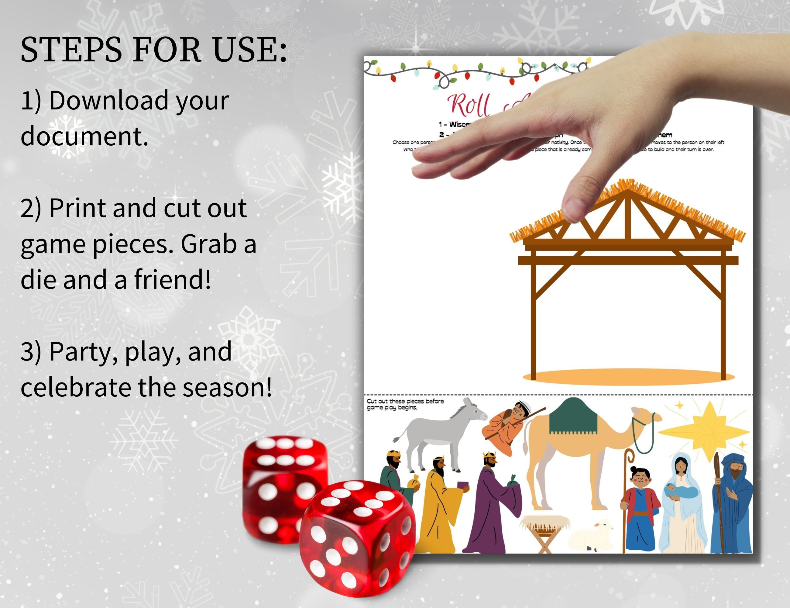 Printable Roll A Nativity Christmas Dice Game, Religious Christmas Kids ...