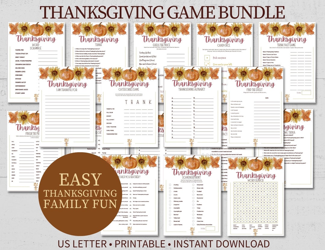 Printable Thanksgiving Games and Activities Ultimate Bundle, Kid and ...