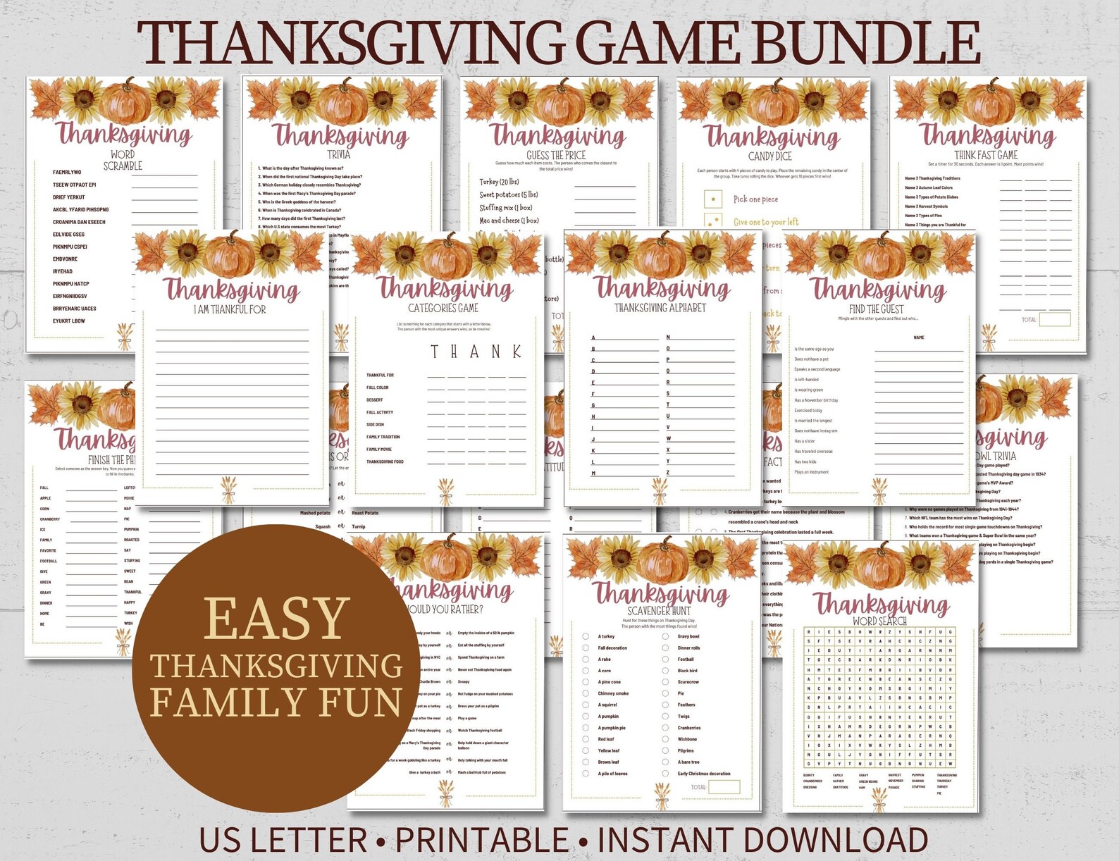 Printable Thanksgiving Games and Activities Ultimate Bundle, Kid and ...
