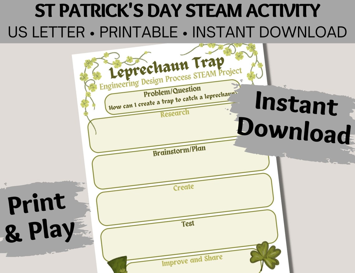 Printable St Patrick's Day STEAM Activity, Use Engineering Design ...