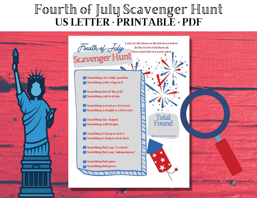 Printable Fourth of July Scavenger Hunt, Independence Day Treasure Hunt ...