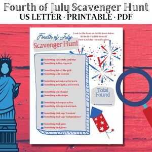 Printable Fourth of July Scavenger Hunt, Independence Day Treasure Hunt ...