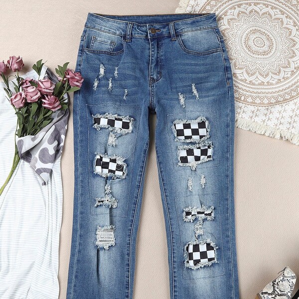 Patchwork Jeans - Etsy