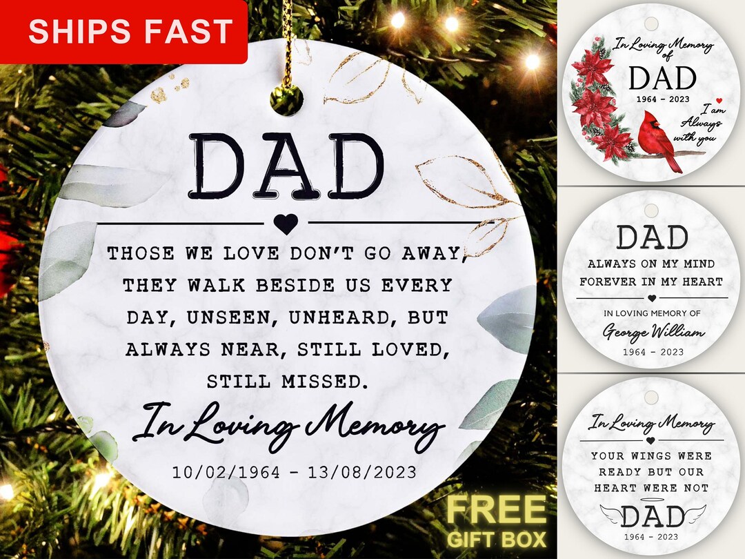 Dad Memorial Ornament, Personalized Dad Memorial Christmas Ornament ...
